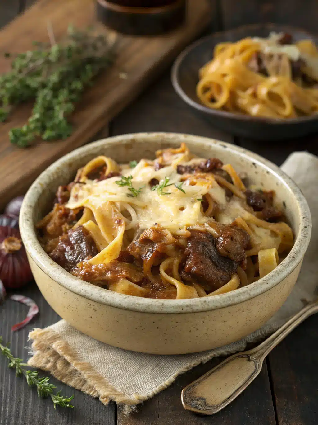 French Onion Pasta for Simple Cozy Nostalgia
